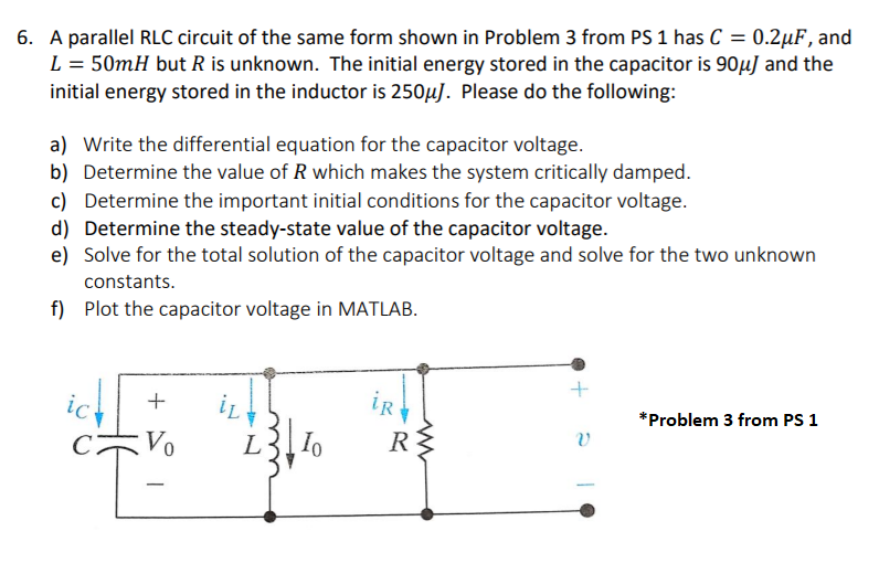 Solved A parallel RLC circuit of the same form shown in | Chegg.com