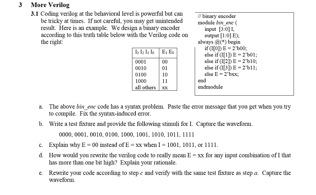 Coding verilog at the behavioral level is powerful | Chegg.com