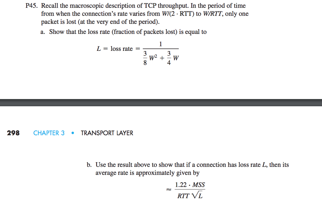Solved P45. Recall the macroscopic description of TCP | Chegg.com