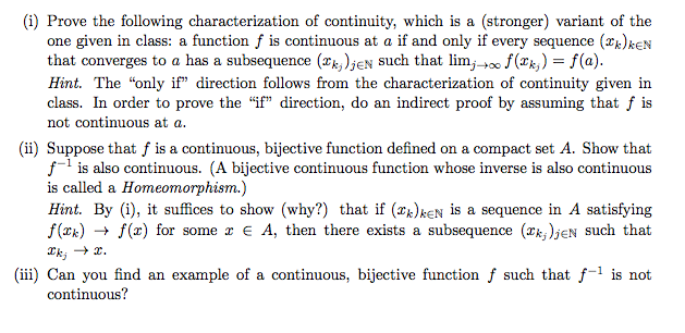 Prove the following characterization of continuity, | Chegg.com