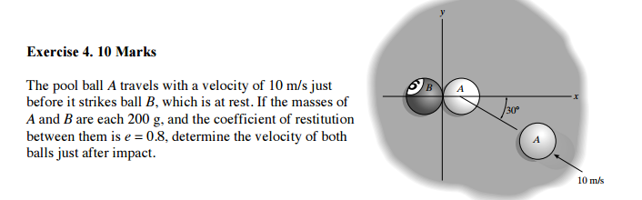 Solved The pool ball A travels with a velocity of 10 m/s | Chegg.com