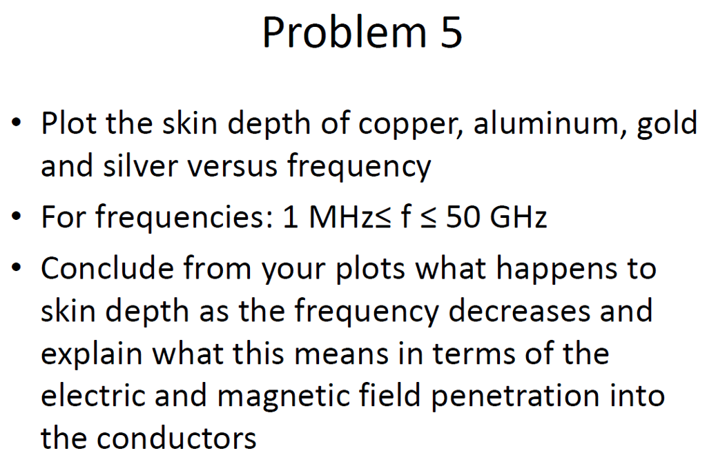 Solved Plot the skin depth of copper, aluminum, gold and | Chegg.com