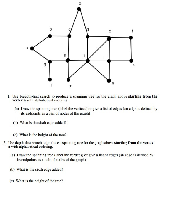 Solved Use breadth-?rst search to produce a spanning tree | Chegg.com