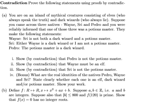 Solved Contradiction Prove the following statements using | Chegg.com