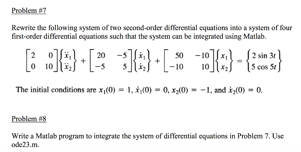 Solved Rewrite the following system of two second-order | Chegg.com