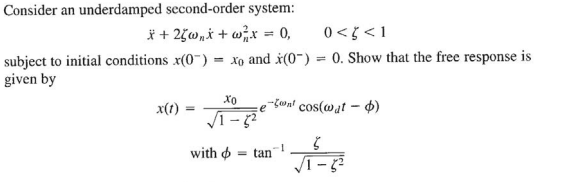 Solved Consider an underdamped second-order system: ..x + 2 | Chegg.com