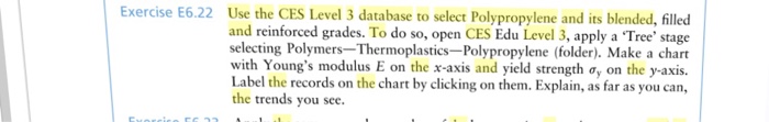 Use the CES Level 3 database to select Polypropylene | Chegg.com