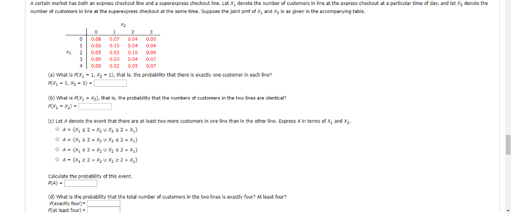 Solved A certain market has both an express checkout line | Chegg.com