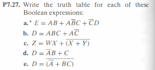 Solved Combinatorial Logic Circuits ONLY a & c P7.27. Write | Chegg.com