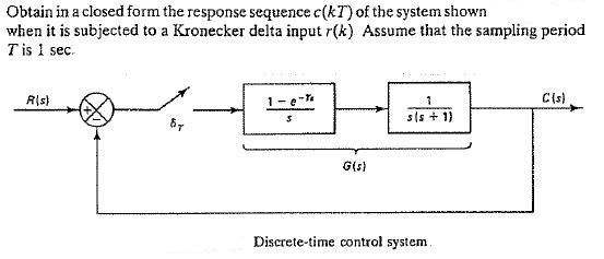 Solved Obtain in a closed form the response sequence c{kT) | Chegg.com