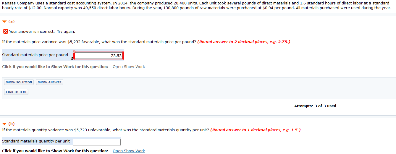 Solved Problem 23-4A (part level submission) Kansas Company | Chegg.com
