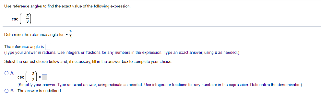 Solved Use reference angles to find the exact value of the | Chegg.com
