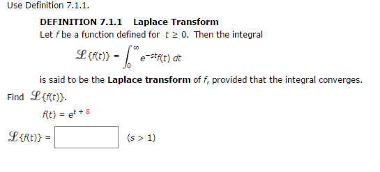 Solved Laplace Transform Let f be a function defined for t | Chegg.com