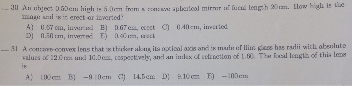 Solved An object 0.50 cm high is 5.0 cm from a concave | Chegg.com