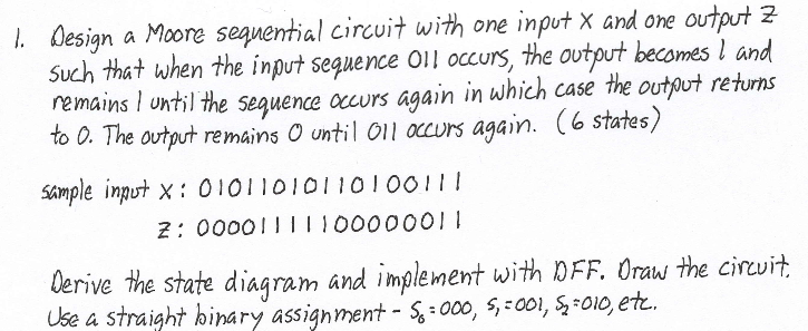 Solved | 1. Design a Moore sequential circuit with one input | Chegg.com