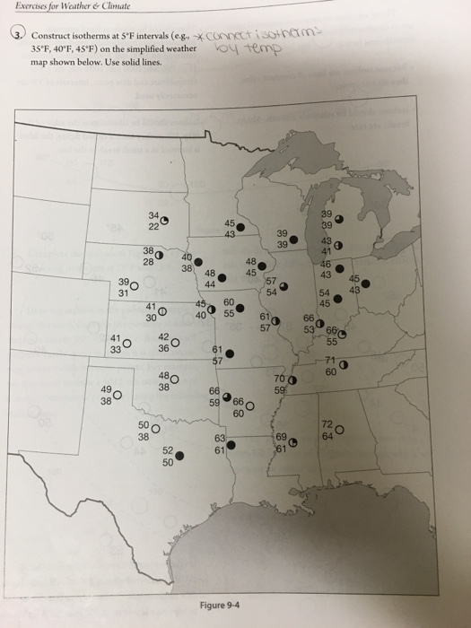 Solved Exercises for Weather & Climate Construct isotherms | Chegg.com