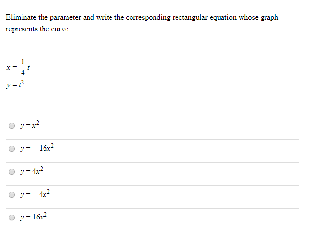 Solved Eliminate the parameter and write the corresponding | Chegg.com