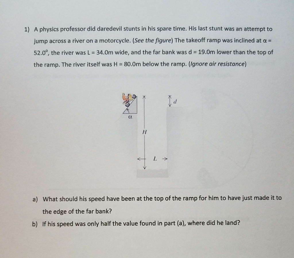 Solved A physics professor did daredevil stunts in his spare | Chegg.com