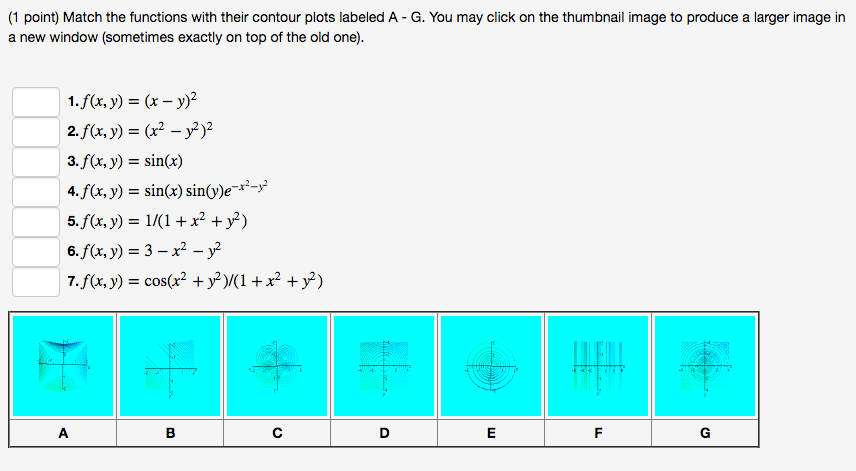 Solved Match the functions with their contour plots labeled | Chegg.com