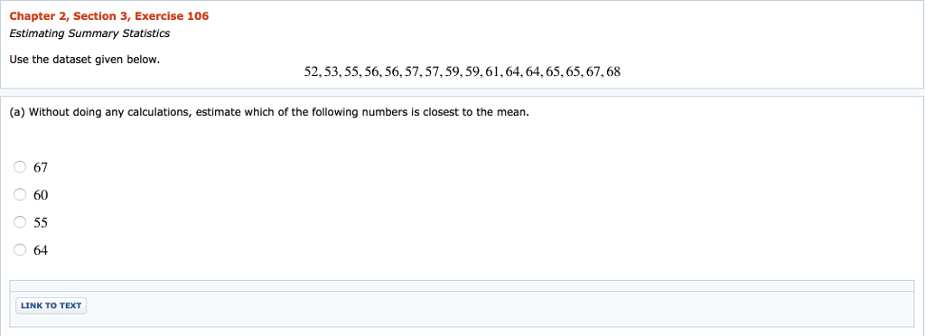 Solved Chapter 2, Section 3, Exercise 106 Estimating Summary | Chegg.com
