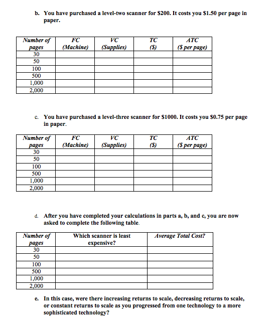 Solved b. You have purchased a level-two scanner for $200. | Chegg.com