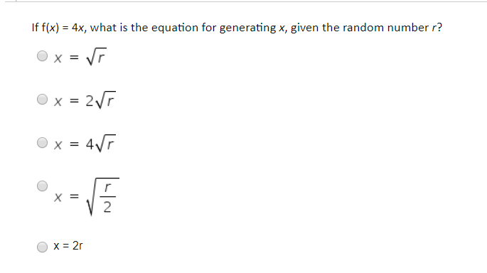 Solved If f(x) 4x, what is the equation for generating x, | Chegg.com