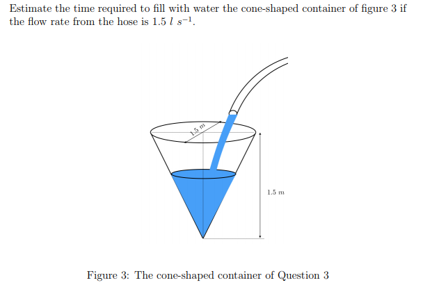 Solved Estimate the time required to fill with water the | Chegg.com