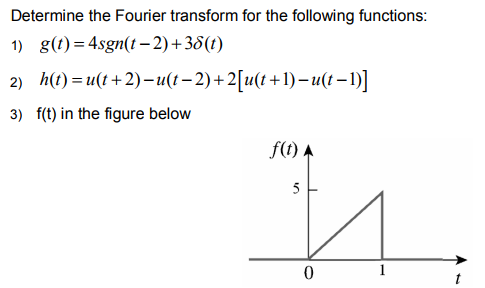 Solved Determine the Fourier transform for the following | Chegg.com