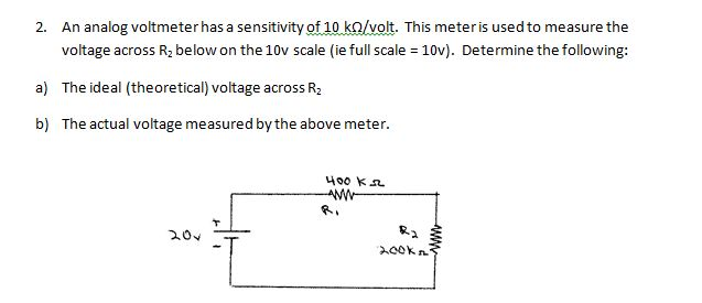 Solved An analog voltmeter has a sensitivity of 10 k | Chegg.com