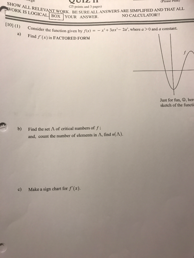 Solved I need help with my Calculus class, please explain in | Chegg.com