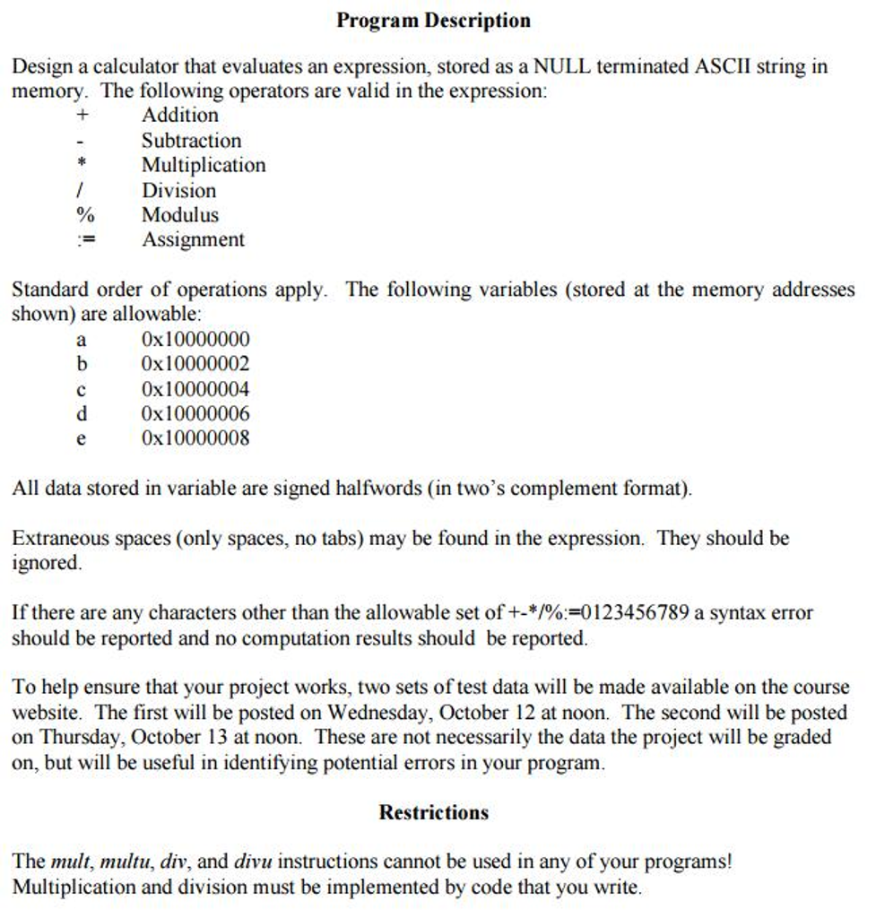 Solved MIPS PROGRAM. ATTATION: The mult,multu,div and | Chegg.com