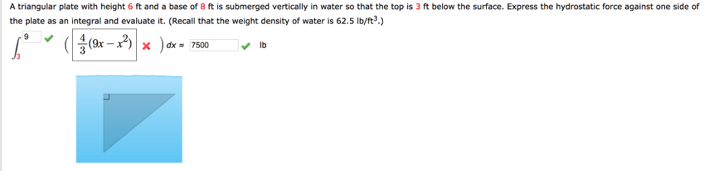 Solved A triangular plate with base 1 m and height 3 m is | Chegg.com