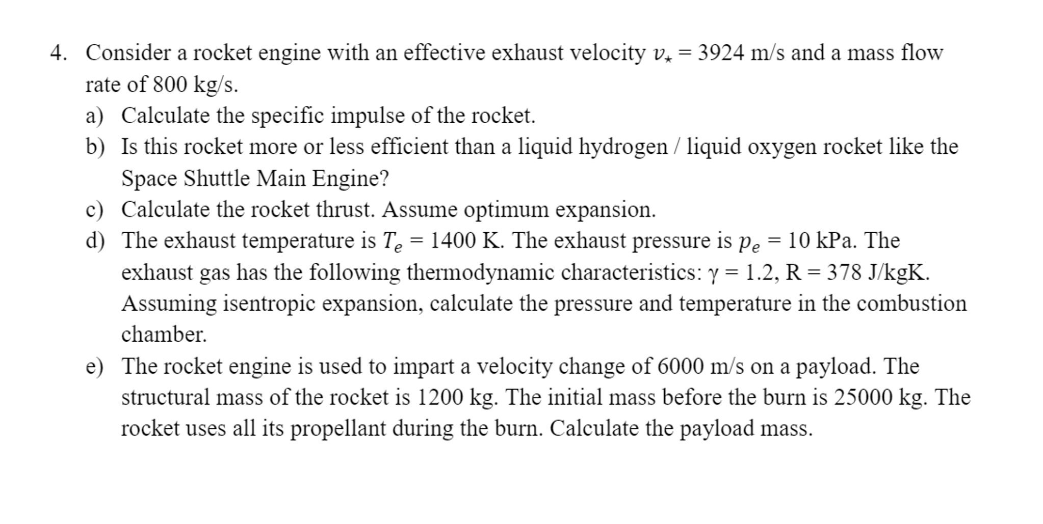 Consider a rocket engine with an effective exhaust | Chegg.com