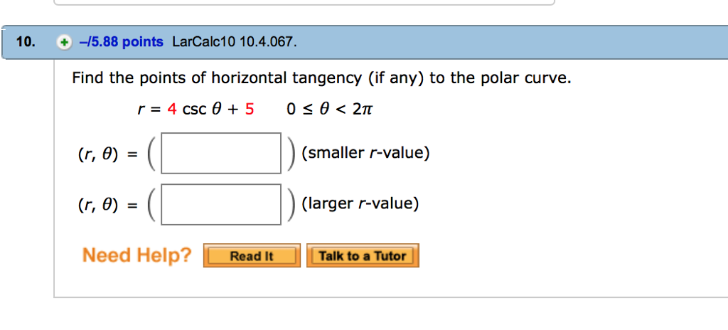 Solved Find the points of horizontal tangency (if any) to | Chegg.com