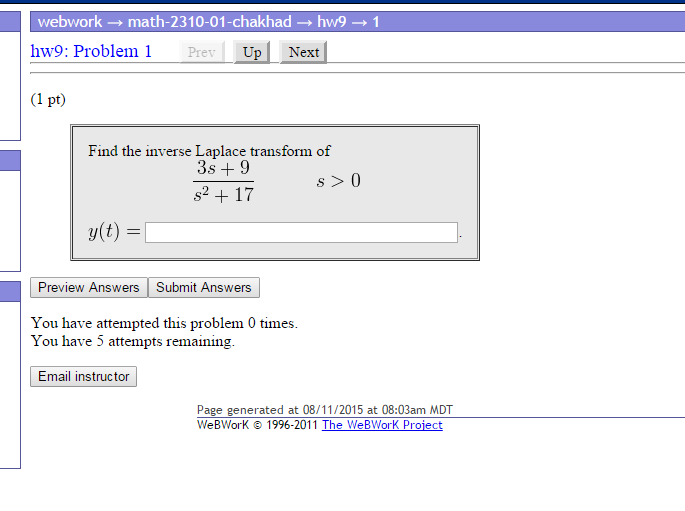 Solved webwork math-2310-01-chakhad hww9 1 hw9: Problem 1 | Chegg.com