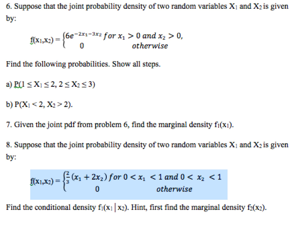 Solved Suppose that the joint probability density of two | Chegg.com