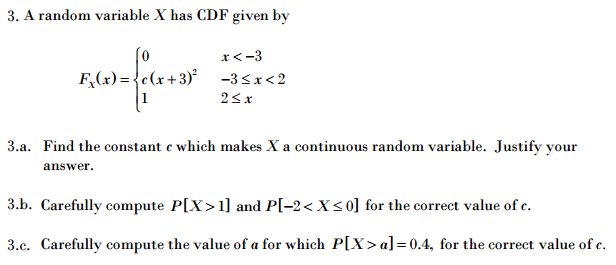 Solved A random variable X has CDF(Cumulative Distribution | Chegg.com