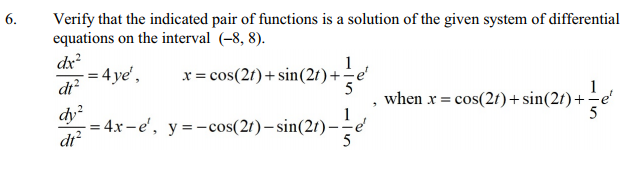 Solved Verify that the indicated pair of functions is a | Chegg.com