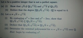 Let n be a positive integer that is not a perfect | Chegg.com