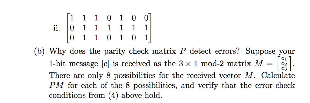 (a) For mod-2 matrix below, (i) calculate the mod-2 | Chegg.com
