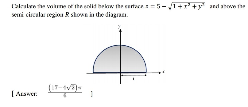Solved Calculate the volume of the solid below the surface z | Chegg.com