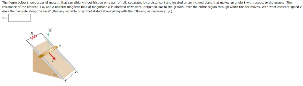 Solved The figure below shows a bar of mass m that can slide | Chegg.com