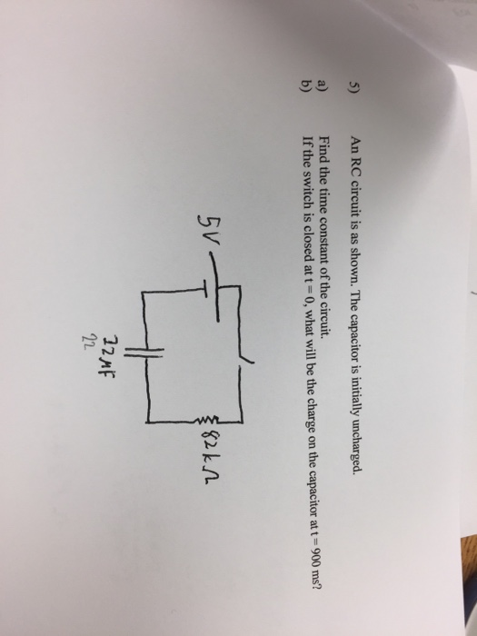 Solved An RC circuit is as shown. The capacitor is initially | Chegg.com
