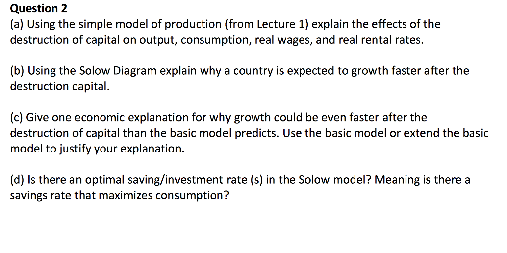Solved (a) Using the simple model of production (from | Chegg.com