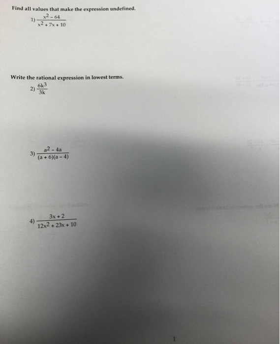Solved Find All Values That Make The Expression Undefined1 