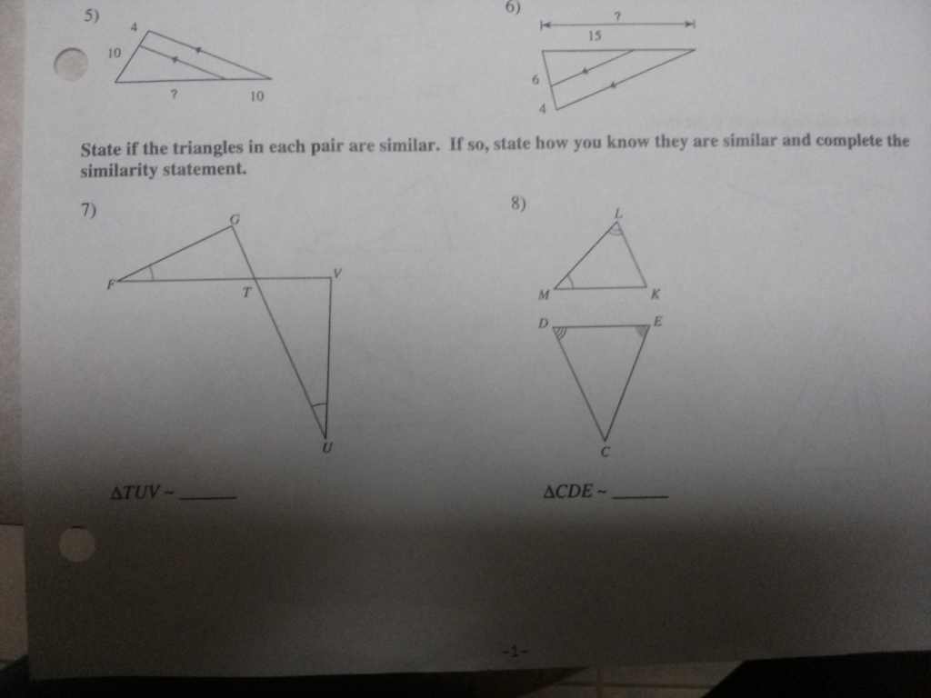 Solved State if the triangle in each pair are similar. If | Chegg.com