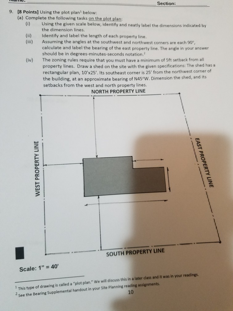 Solved Section [8 Points] Using the plot plan' below: (a) | Chegg.com