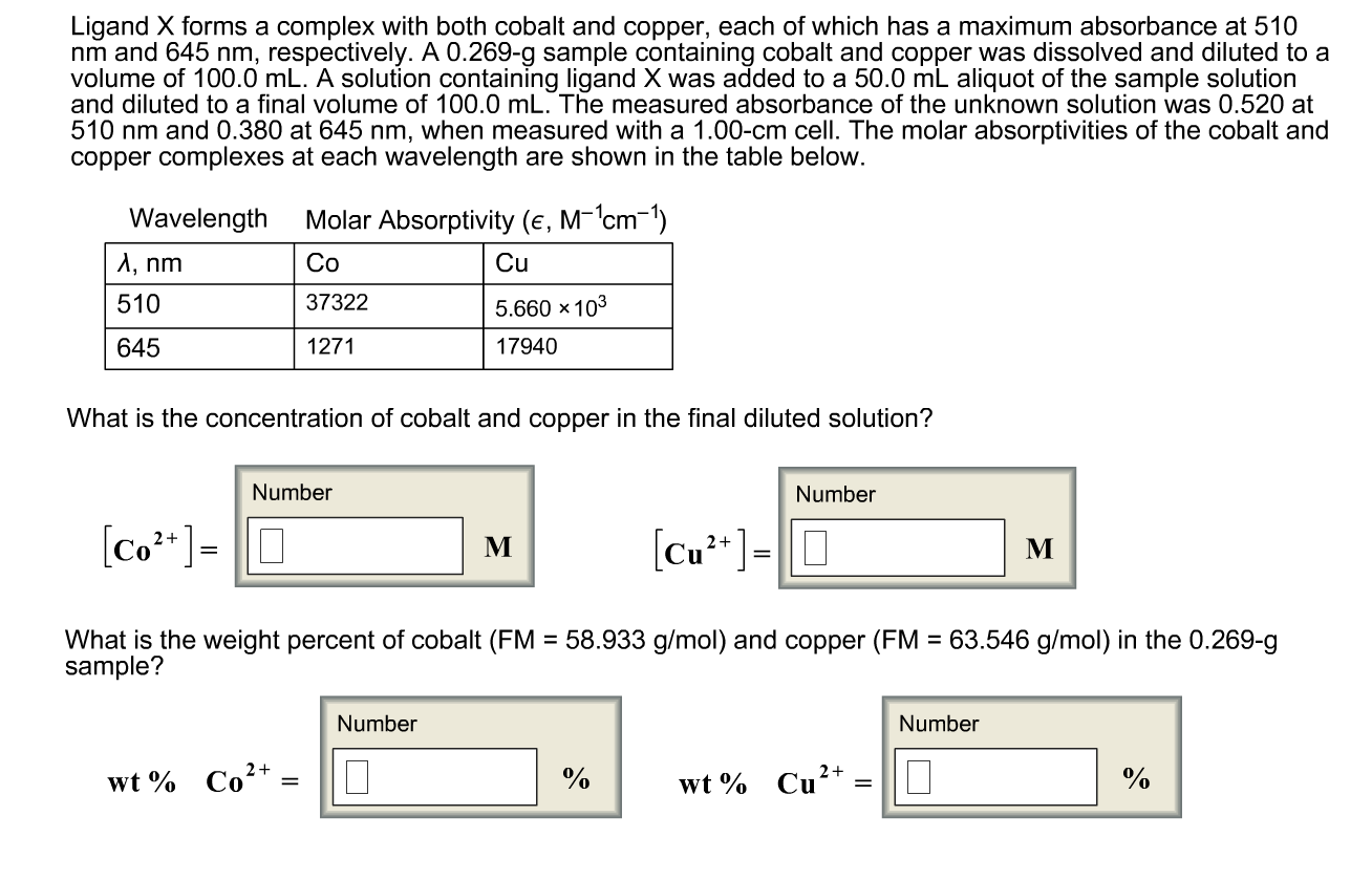 Solved Ligand X forms a complex with both cobalt and copper, | Chegg.com