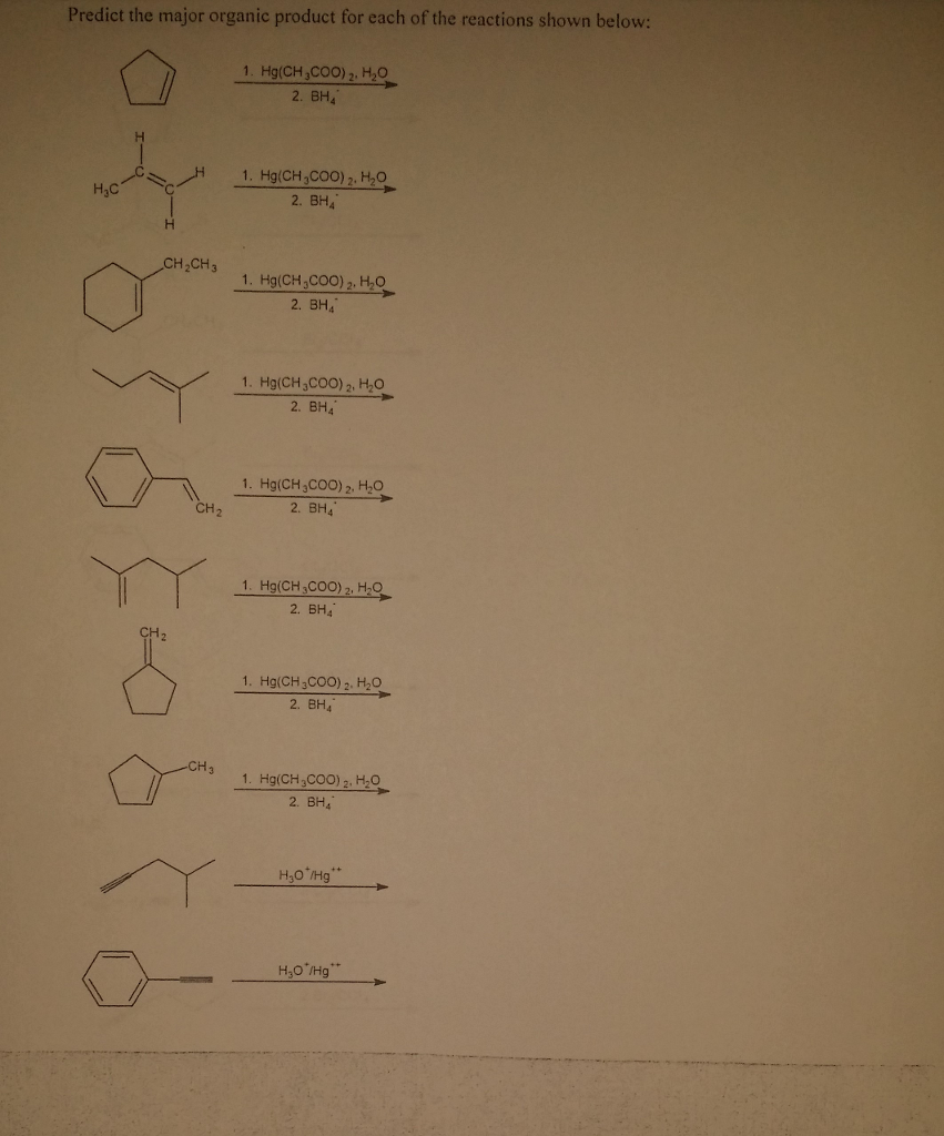 Solved Predict the major organic product for each of the | Chegg.com