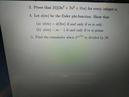 Solved Prove that 21 (3n^7 + 7n^3 + 11n) for every integer | Chegg.com